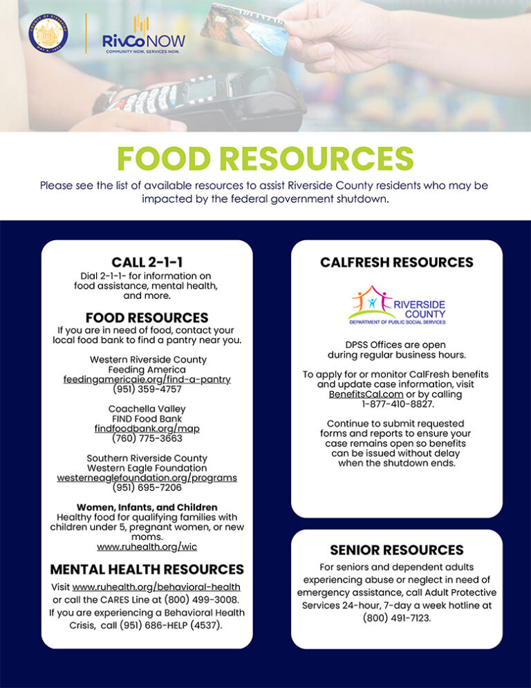 Riverside County provides list of available resources for residents ...